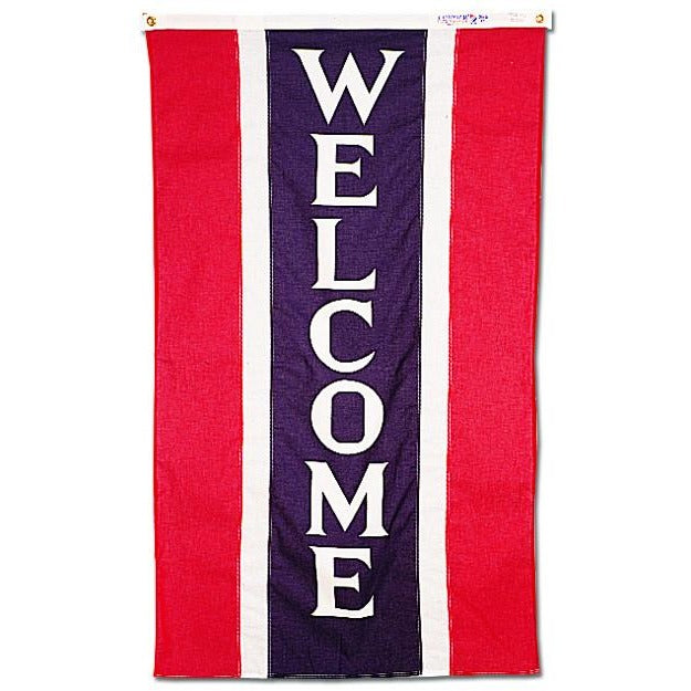 "Welcome" Red White & Blue Vertical Flag – Flagcraft, Inc.